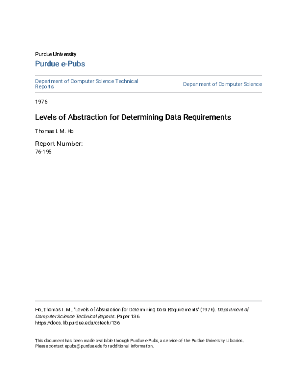 (PDF) Levels of Abstraction for Determining Data Requirements