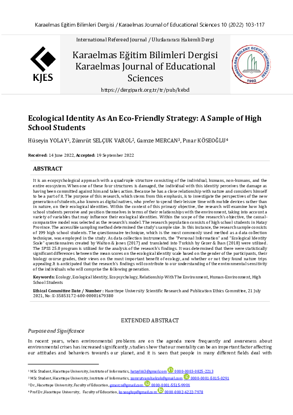 (PDF) Ecological Identity As An Eco-Friendly Strategy: A Sample of High ...