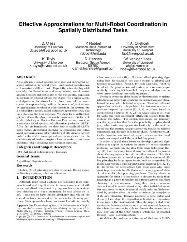 (PDF) Effective Approximations for Multi-Robot Coordination in Spatially Distributed Tasks ...