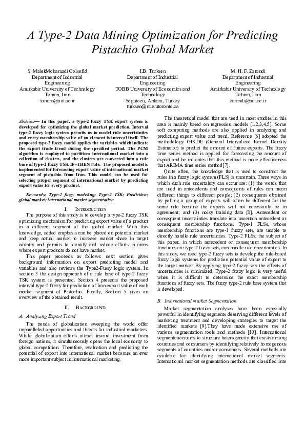 (PDF) A type-2 data mining optimization for predicting pistachio global market