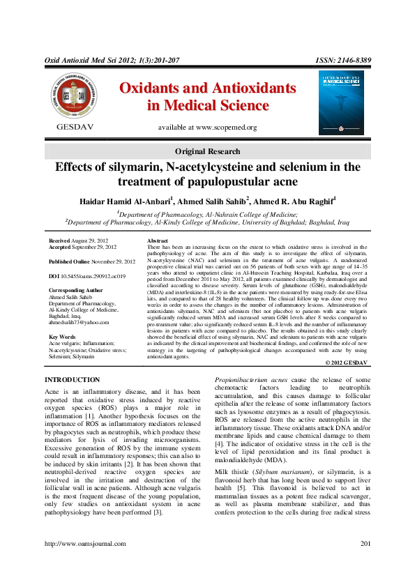 (PDF) Effects of silymarin, N-acetylcysteine and selenium in the ...