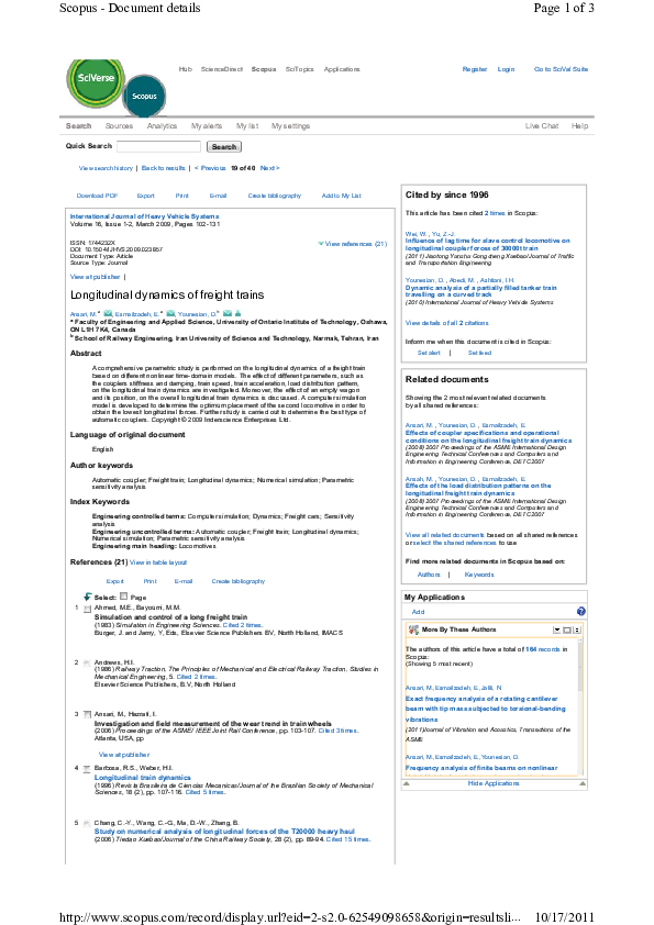 (PDF) Longitudinal dynamics of freight trains