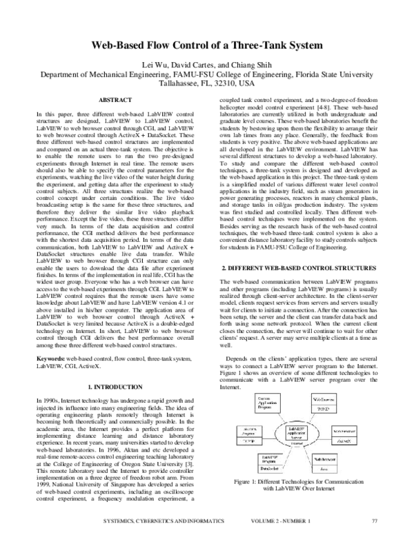 (PDF) Web-Based Flow Control of a Three-Tank System