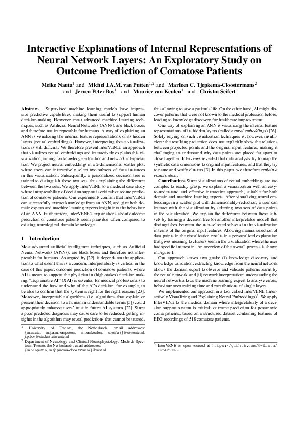 (PDF) Interactive Explanations of Internal Representations of Neural Network Layers: An ...