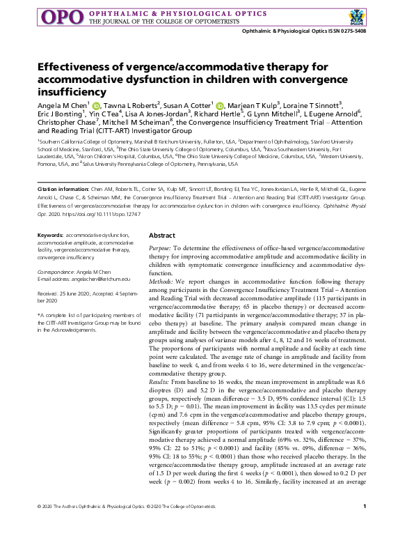 (PDF) Effectiveness of vergence/accommodative therapy for accommodative dysfunction in children ...