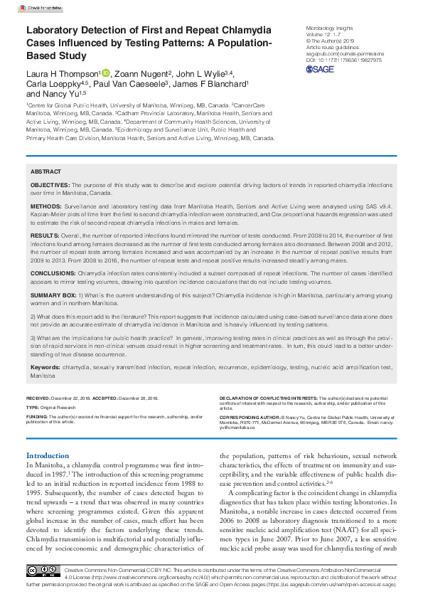 (PDF) Laboratory Detection of First and Repeat Chlamydia Cases ...