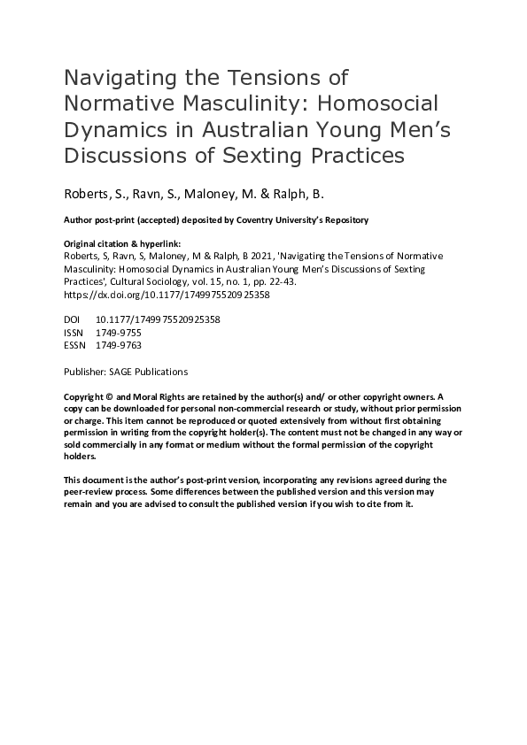 (PDF) Navigating the Tensions of Normative Masculinity: Homosocial ...