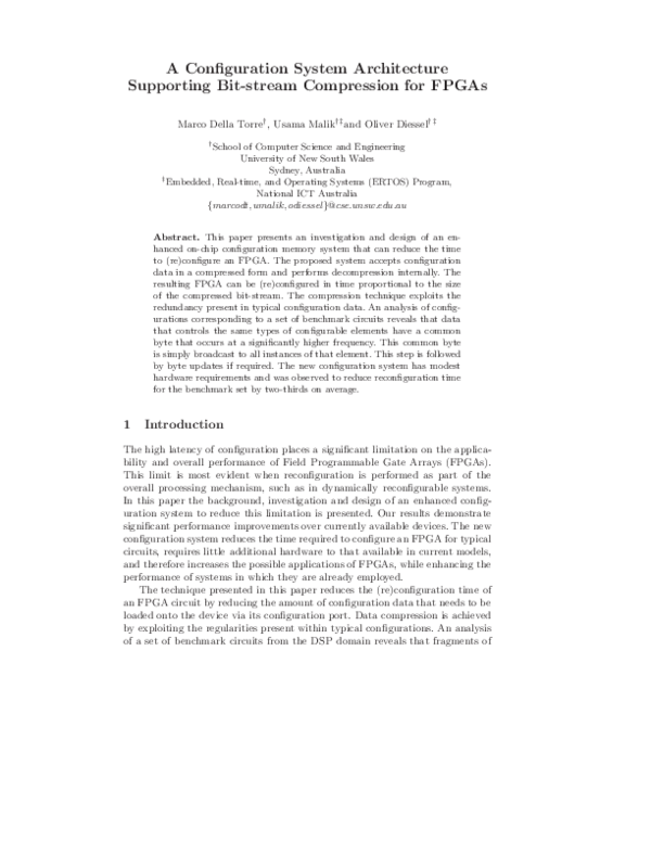 Pdf A Configuration System Architecture Supporting Bit Stream
