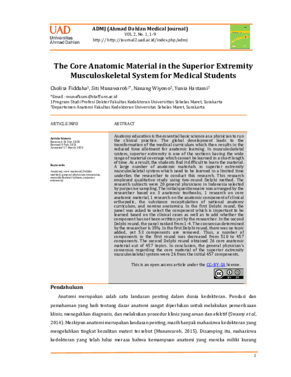 (PDF) Anatomical Core Material of the Superior Extremity Musculosceletal System for Medical ...