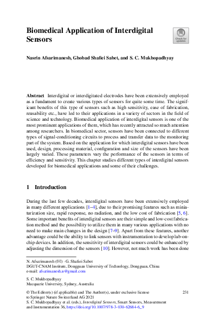 (PDF) Biomedical Application of Interdigital Sensors