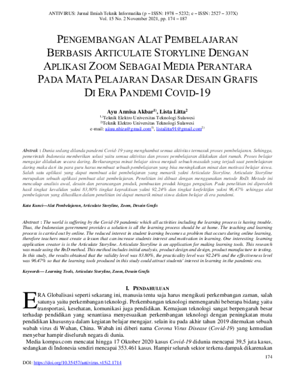 (PDF) Pengembangan Alat Pembelajaran Berbasis Articulate Storyline Dengan Aplikasi Zoom Sebagai ...