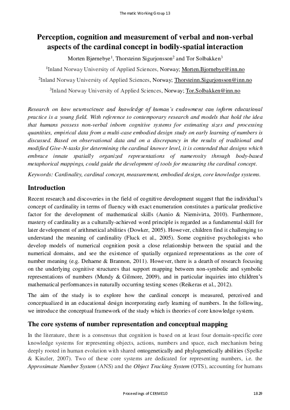 (PDF) Perception, cognition and measurement of verbal and non-verbal ...