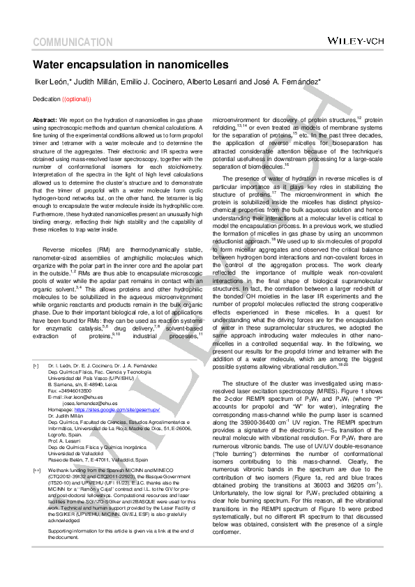 (PDF) Water encapsulation by nanomicelles