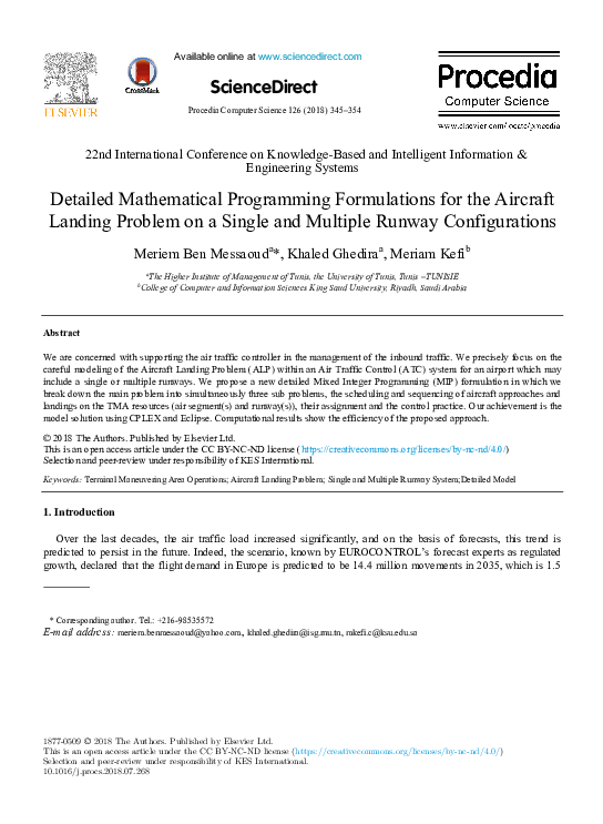 (PDF) Detailed Mathematical Programming Formulations for the Aircraft ...