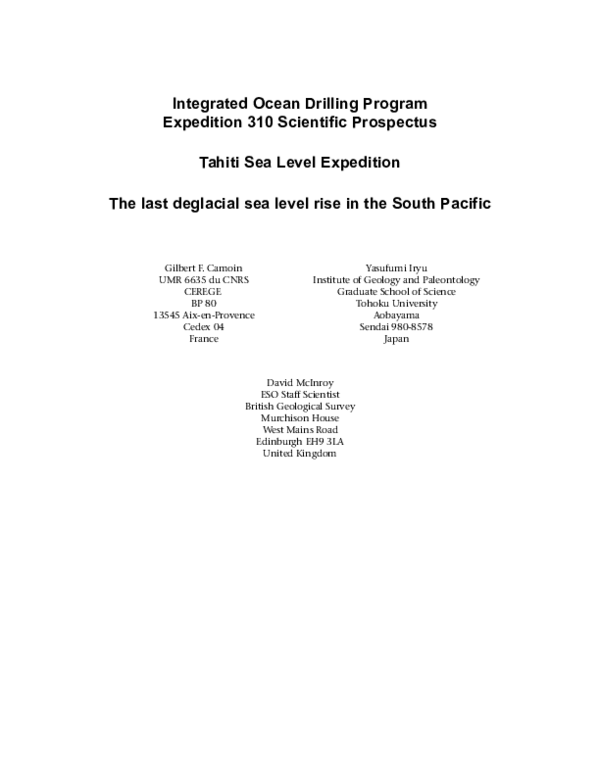 (PDF) The last deglacial sea level rise in the South Pacific: offshore ...
