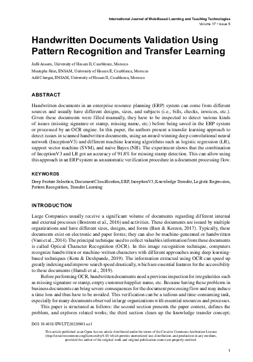 Pdf Handwritten Documents Validation Using Pattern Recognition And