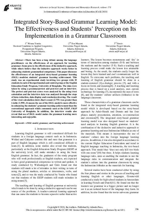 (PDF) Story-Based Grammar Model: Effectiveness & Perception