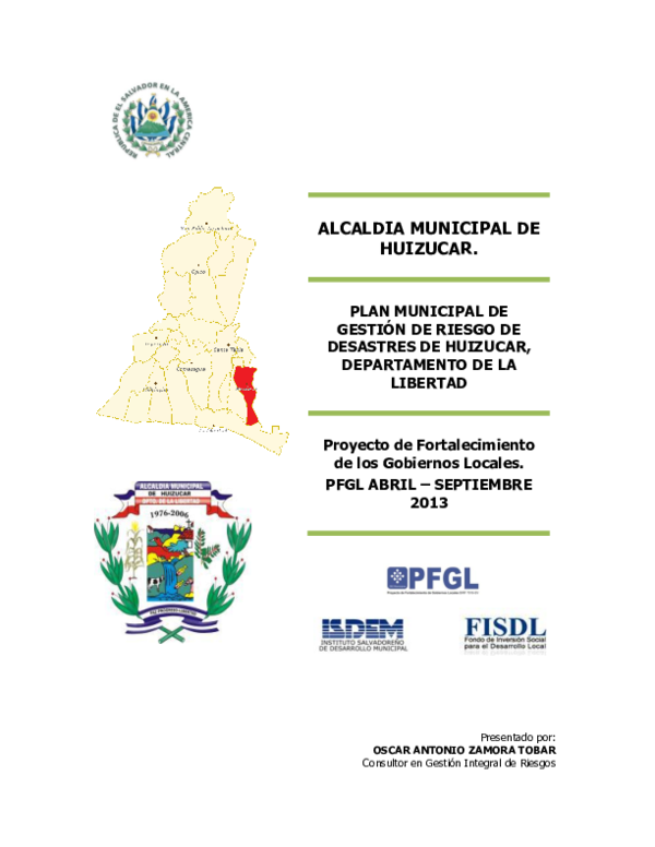 (PDF) PLAN MUNICIPAL DE GESTIÓN DE RIESGO DE DESASTRES, Municipio de Huizúcar, Departamento de ...