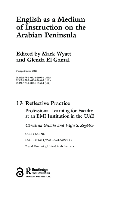 (PDF) Gitsaki Zoghbor 2023 Reflective Practice EMI in the Gulf