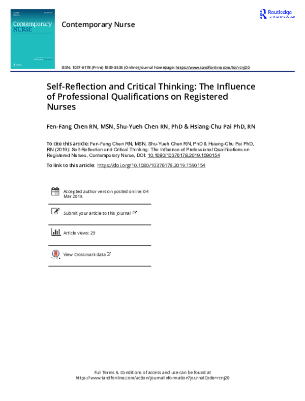 Pdf Self Reflection And Critical Thinking The Influence Of Professional Qualifications On