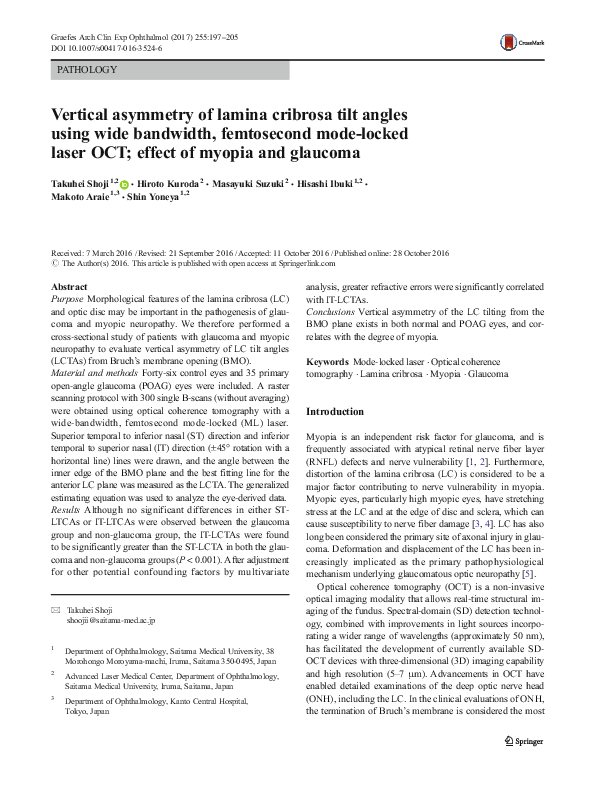 (PDF) Vertical asymmetry of lamina cribrosa tilt angles using wide ...