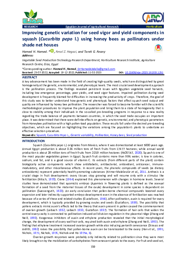 (PDF) Improving genetic variation for seed vigor and yield components in squash (Cucurbita pepo ...