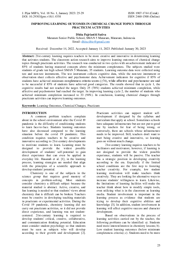 (PDF) Improving learning outcomes in chemical change topics through ...