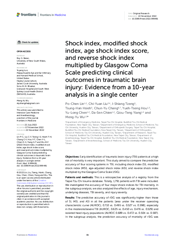 (PDF) Shock index, modified shock index, age shock index score, and ...