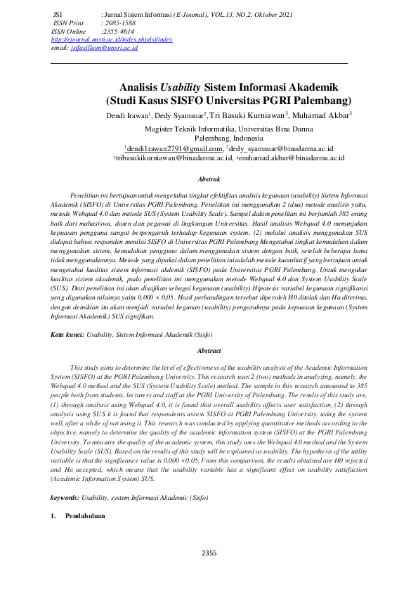 (PDF) Analisis Usability Sistem Informasi Akademik (Studi Kasus SISFO ...