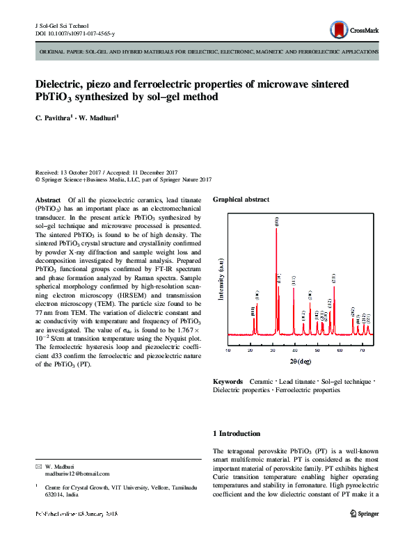 (PDF) Dielectric, piezo and ferroelectric properties of microwave ...
