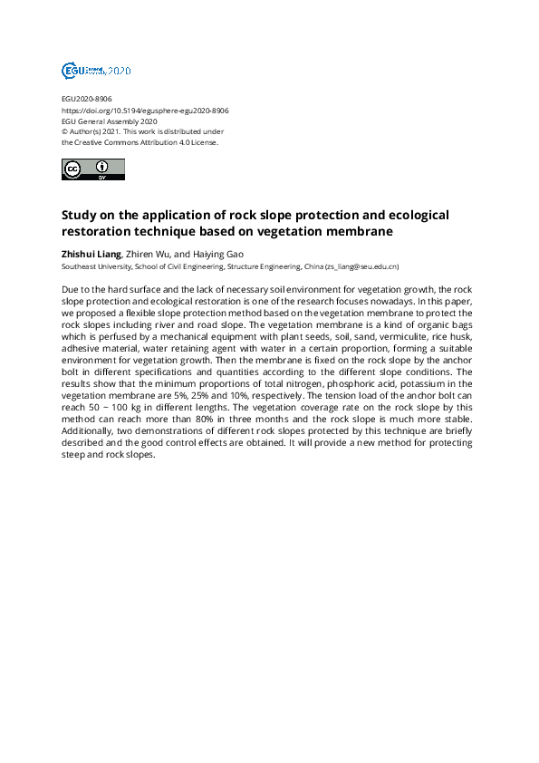(PDF) Study on the application of rock slope protection and ecological ...