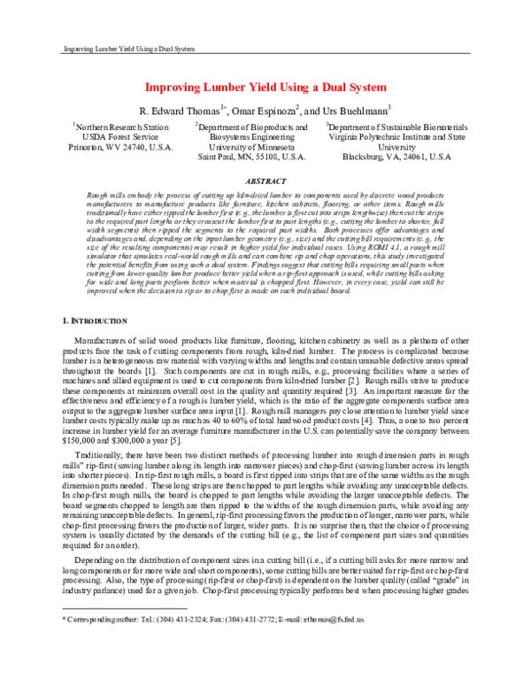 (PDF) Improving lumber yield using a dual system