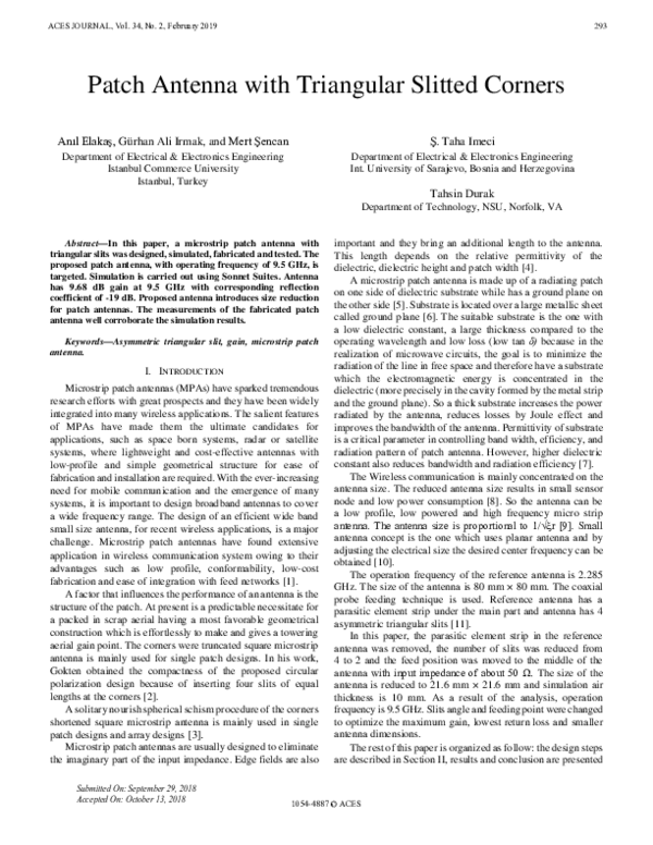 (PDF) Patch Antenna with Triangular Slitted Corners