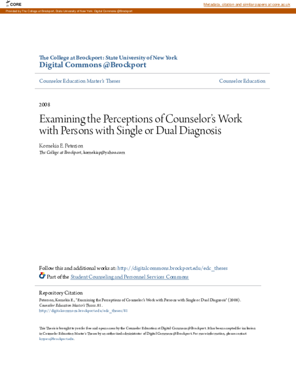 (PDF) Examining the Perceptions of Counselor s Work with Persons with ...