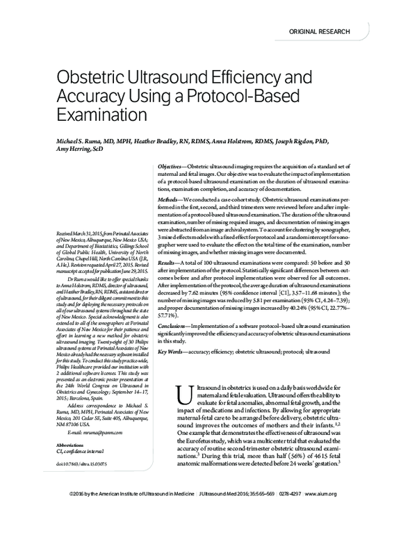 (PDF) Obstetric Ultrasound Efficiency and Accuracy Using a Protocol ...