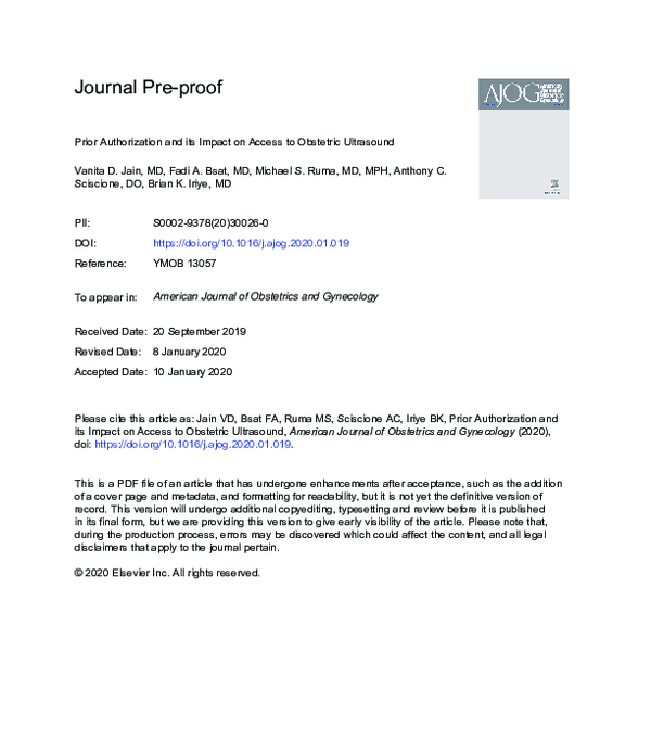 (PDF) Prior authorization and its impact on access to obstetric ultrasound