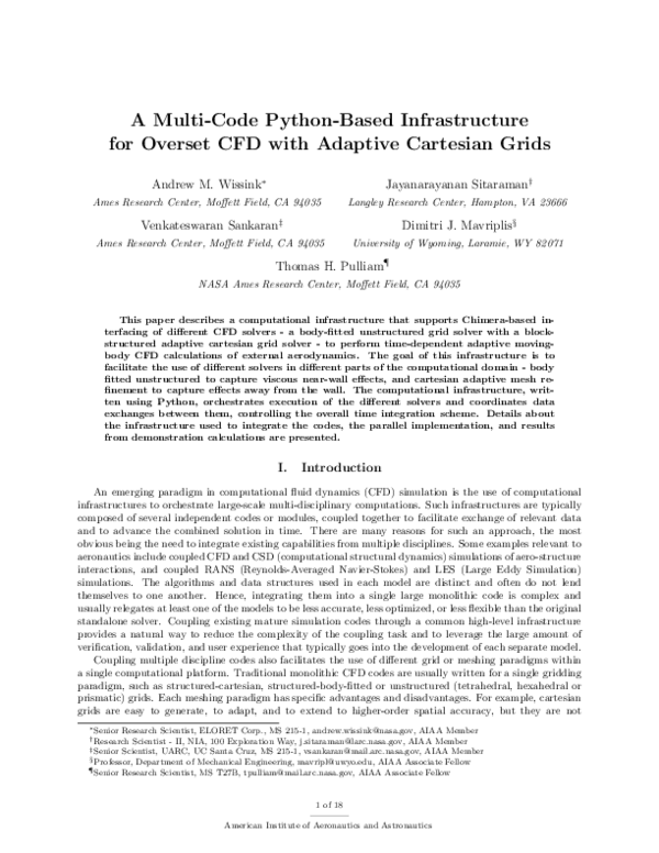 Pdf A Multi Code Python Based Infrastructure For Overset Cfd With Adaptive Cartesian Grids