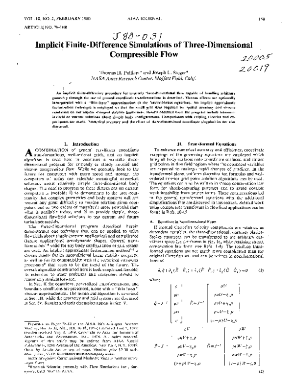 Pdf On Implicit Finite Difference Simulations Of Three Dimensional Flow