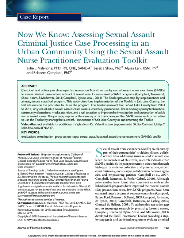 (PDF) Now We Know: Assessing Sexual Assault Criminal Justice Case ...