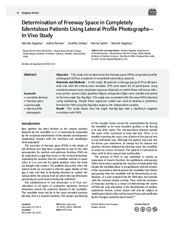 (PDF) Determination of Freeway Space in Completely Edentulous Patients ...