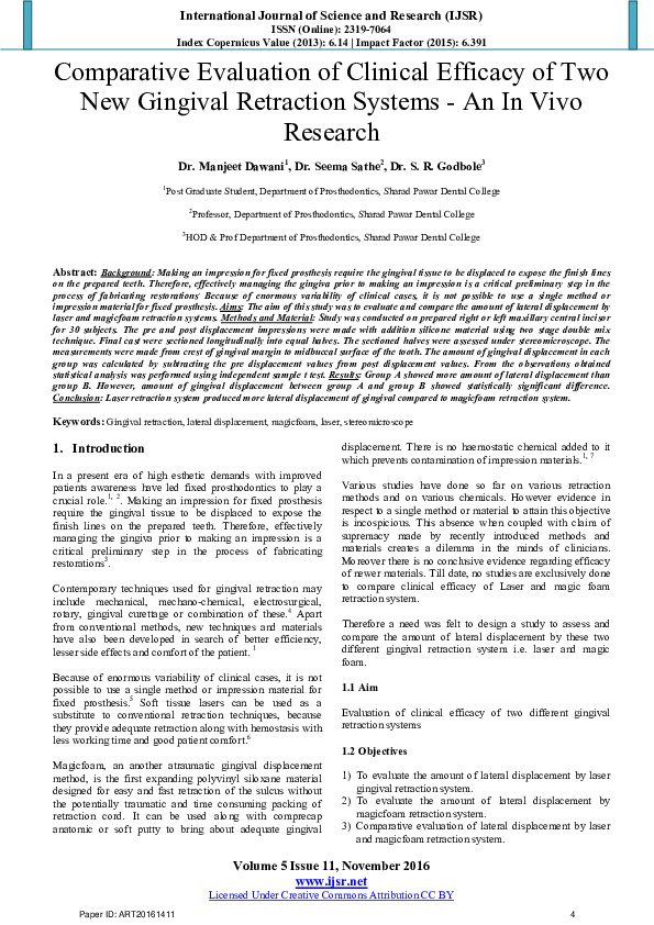 (PDF) Comparative Evaluation of Clinical Efficacy of Two New Gingival ...