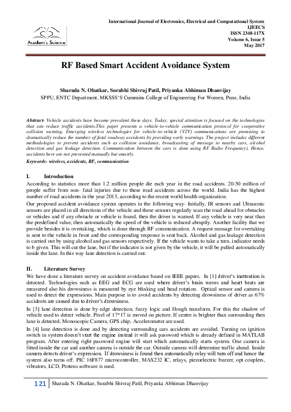 (PDF) RF Based Smart Accident Avoidance System