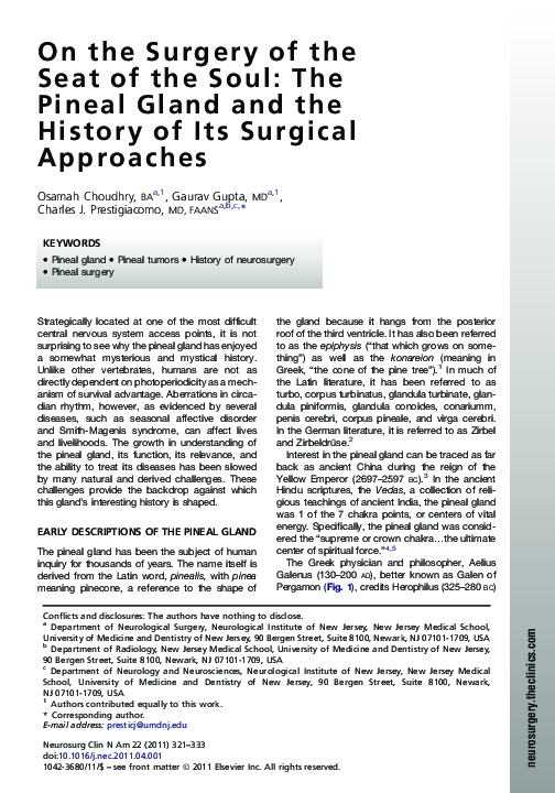 (PDF) Surgical History and Advances of the Pineal Gland