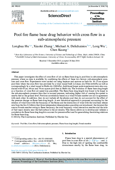 (PDF) Pool fire flame base drag behavior with cross flow in a sub ... (PDF) Pool fire flame base drag behavior with cross flow in a sub ...