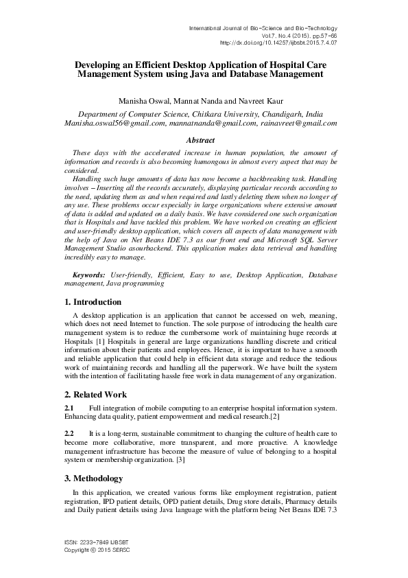 (PDF) Developing an Efficient Desktop Application of Hospital Care ...