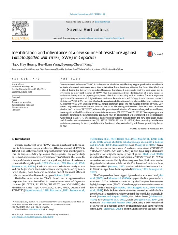 (PDF) Identification and inheritance of a new source of resistance ...