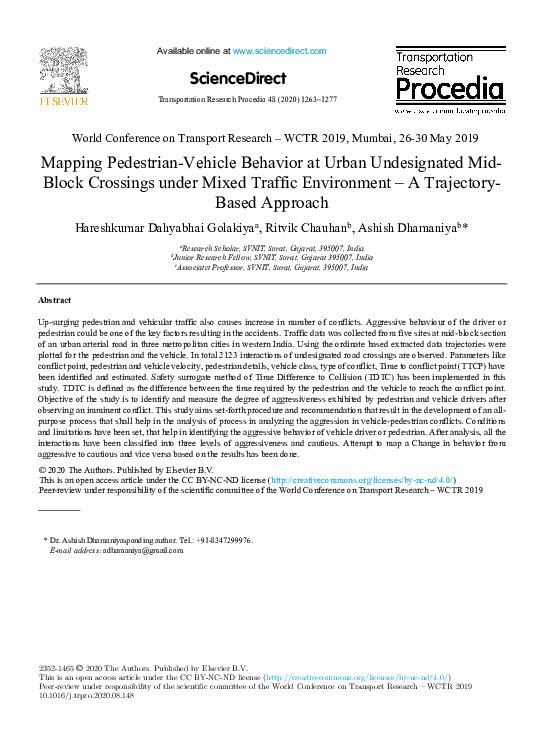 (PDF) Mapping Pedestrian-Vehicle Behavior at Urban Undesignated Mid ...