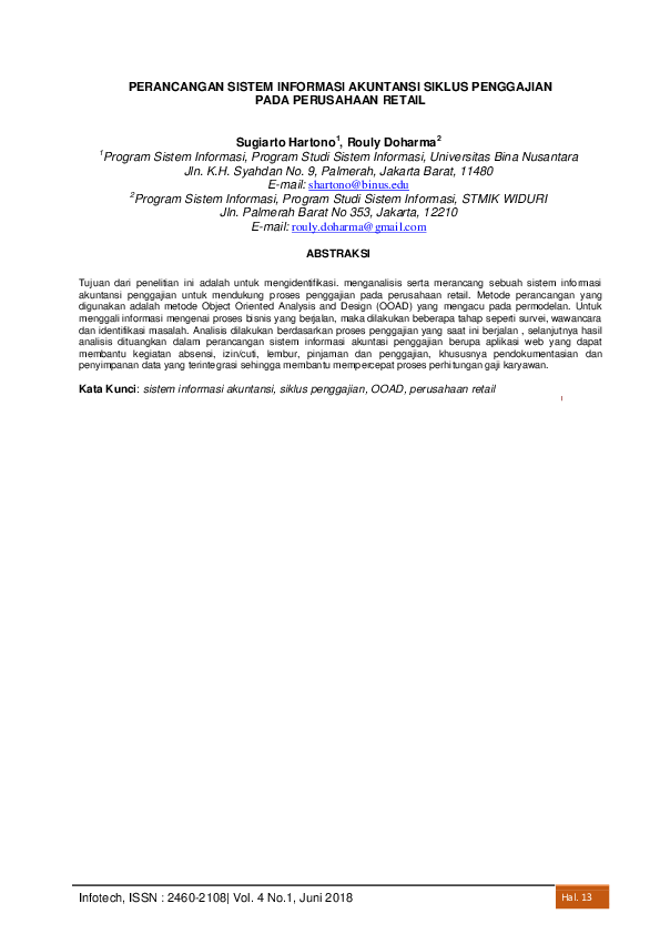(PDF) Perancangan Sistem Informasi Akuntansi Siklus Penggajian Pada Perusahaan Retail