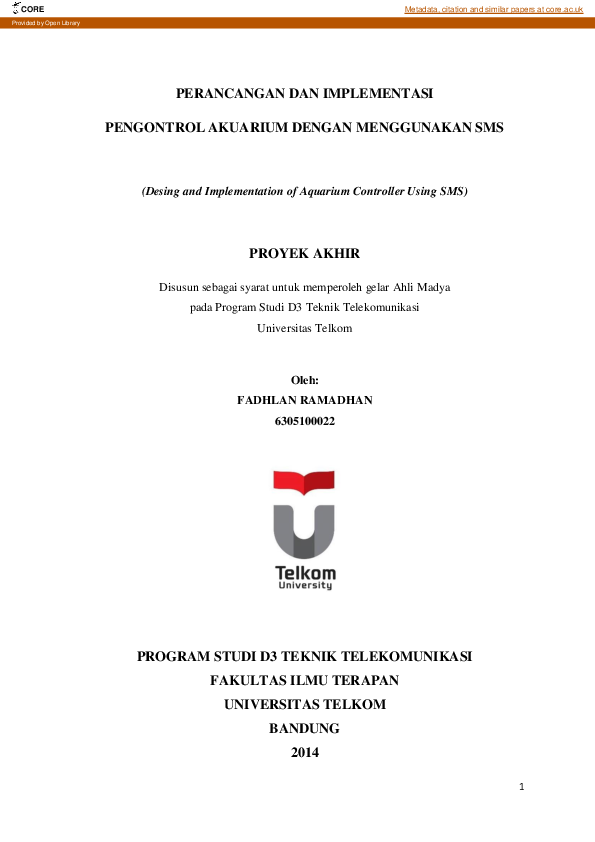(PDF) Perancangan dan Implementasi Pengontrol Akuarium Dengan Menggunakan SMS