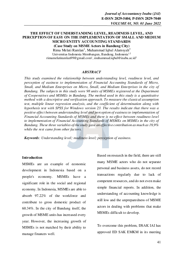 (PDF) Effect of Understanding Level, Readiness Level, and Perception of Easy on the ...